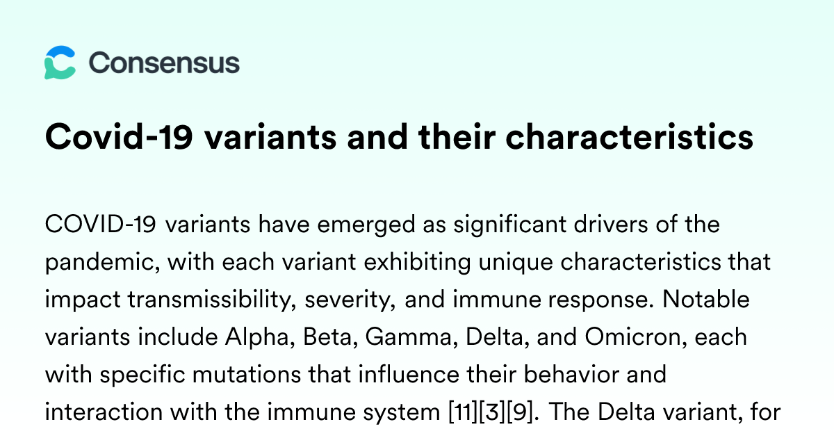 Covid-19 Variants And Their Characteristics - Consensus Academic Search ...