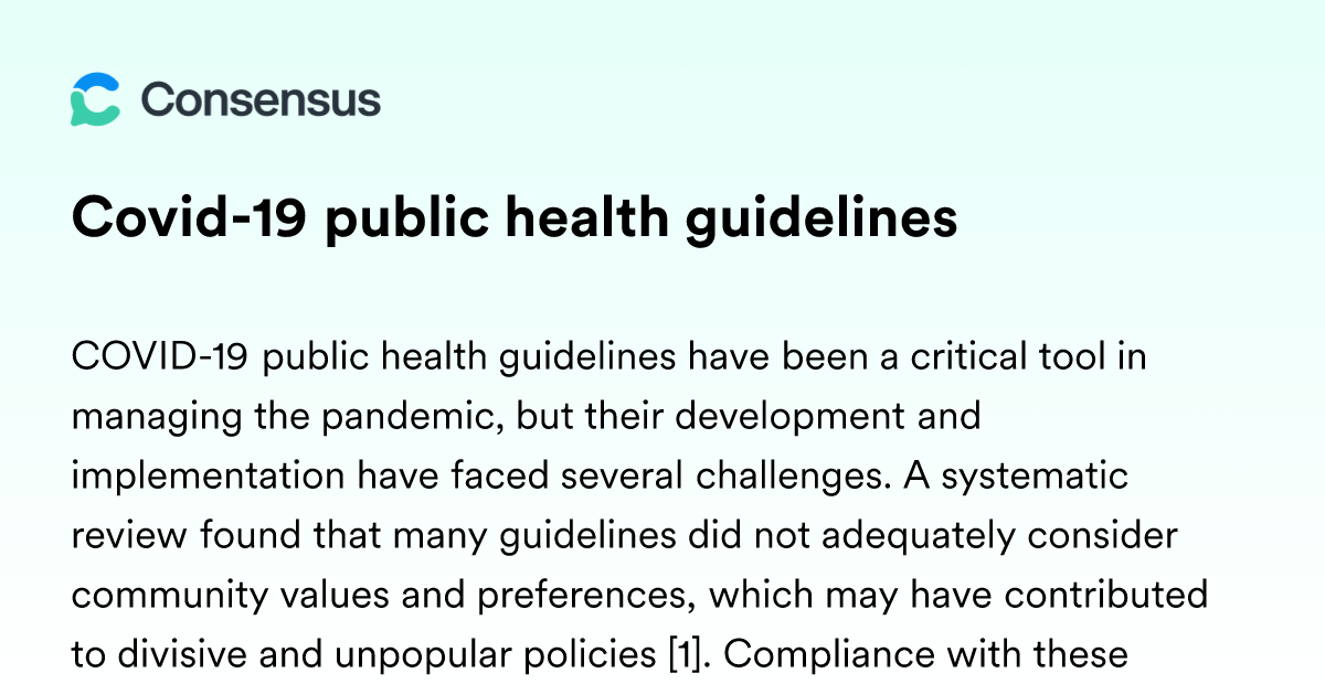 Covid-19 Public Health Guidelines - Consensus Academic Search Engine