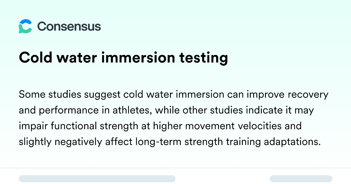 Cold Water Immersion Testing - Consensus Academic Search Engine