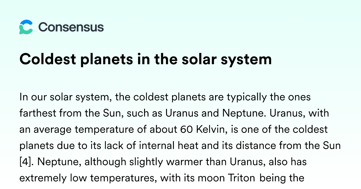 Coldest Planets In The Solar System - Consensus Academic Search Engine