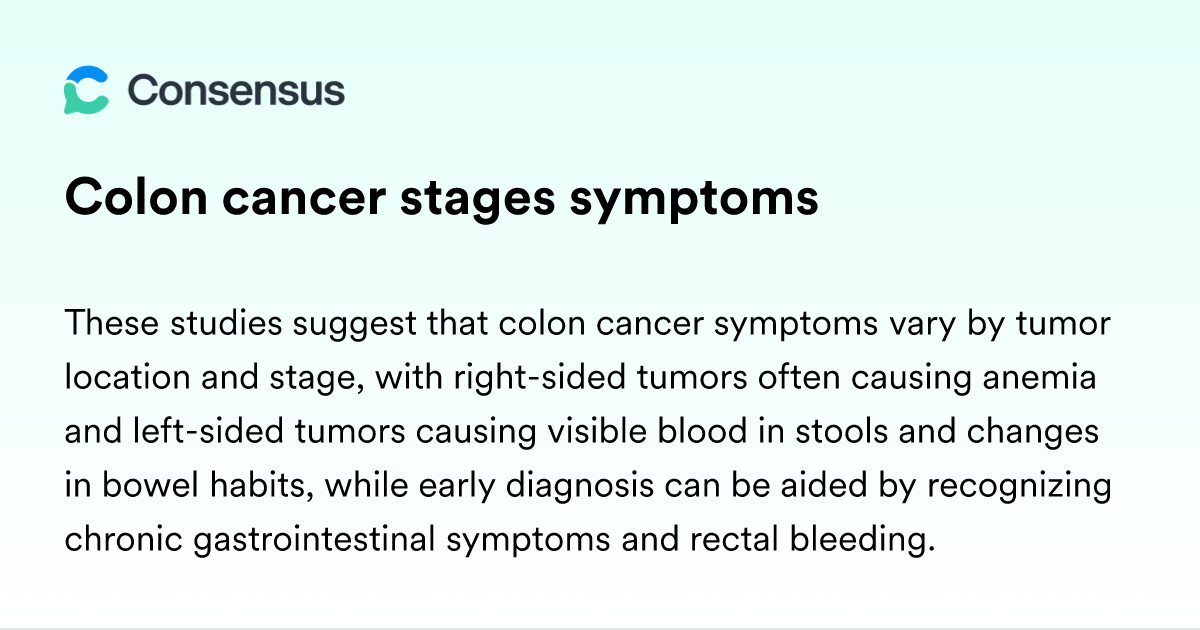 Colon Cancer Stages Symptoms - Consensus Academic Search Engine