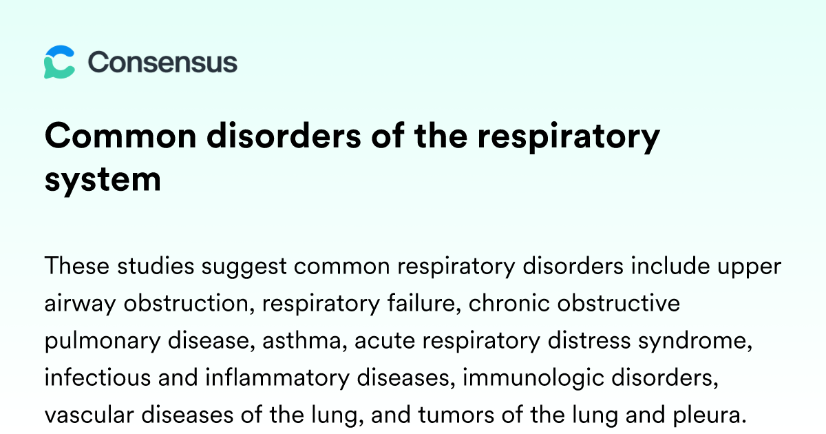 Common Disorders Of The Respiratory System - Consensus Academic Search ...