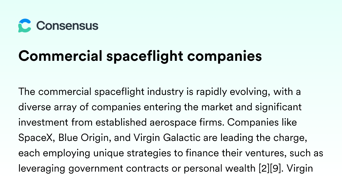 Commercial Spaceflight Companies - Consensus Academic Search Engine