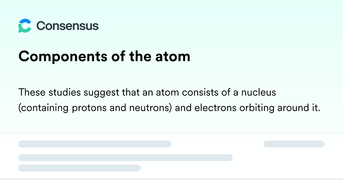 Components Of The Atom - Consensus Academic Search Engine
