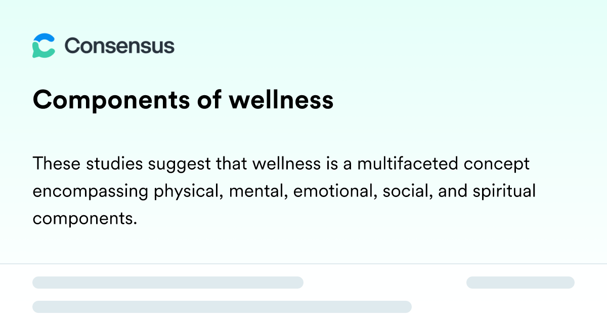 Components Of Wellness - Consensus Academic Search Engine