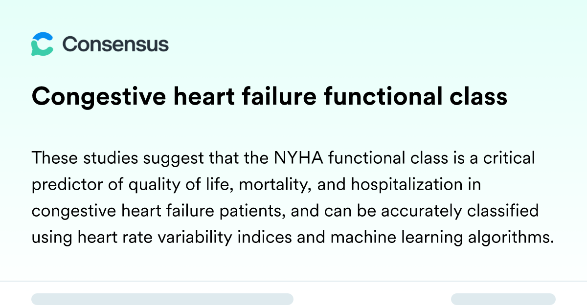 Congestive Heart Failure Functional Class - Consensus Academic Search ...