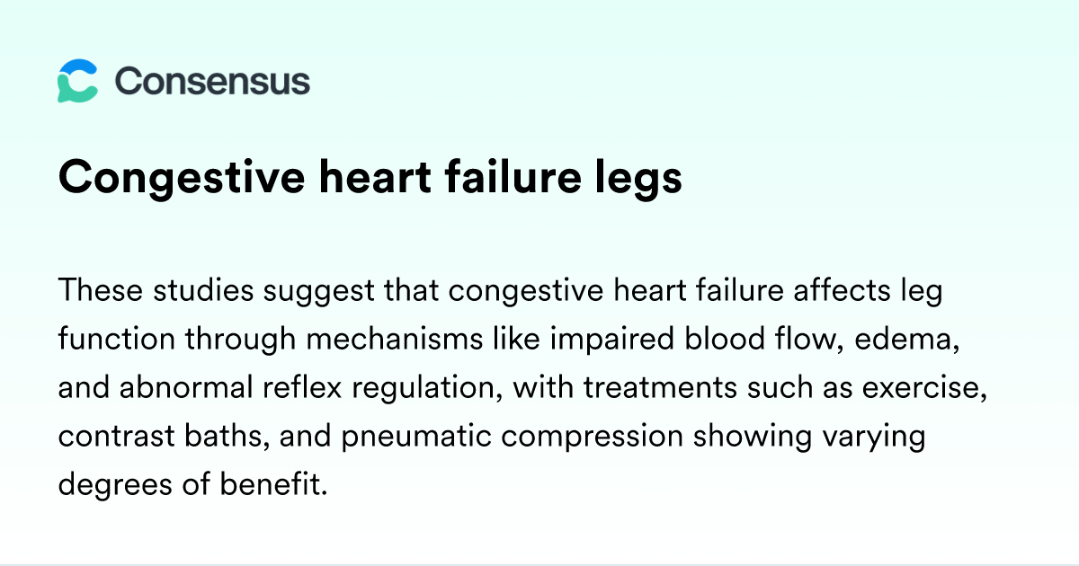 Congestive Heart Failure Legs - Consensus Academic Search Engine
