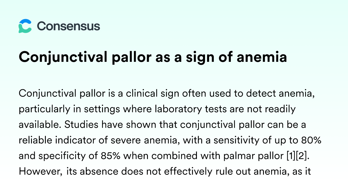 Conjunctival Pallor As A Sign Of Anemia - Consensus Academic Search Engine