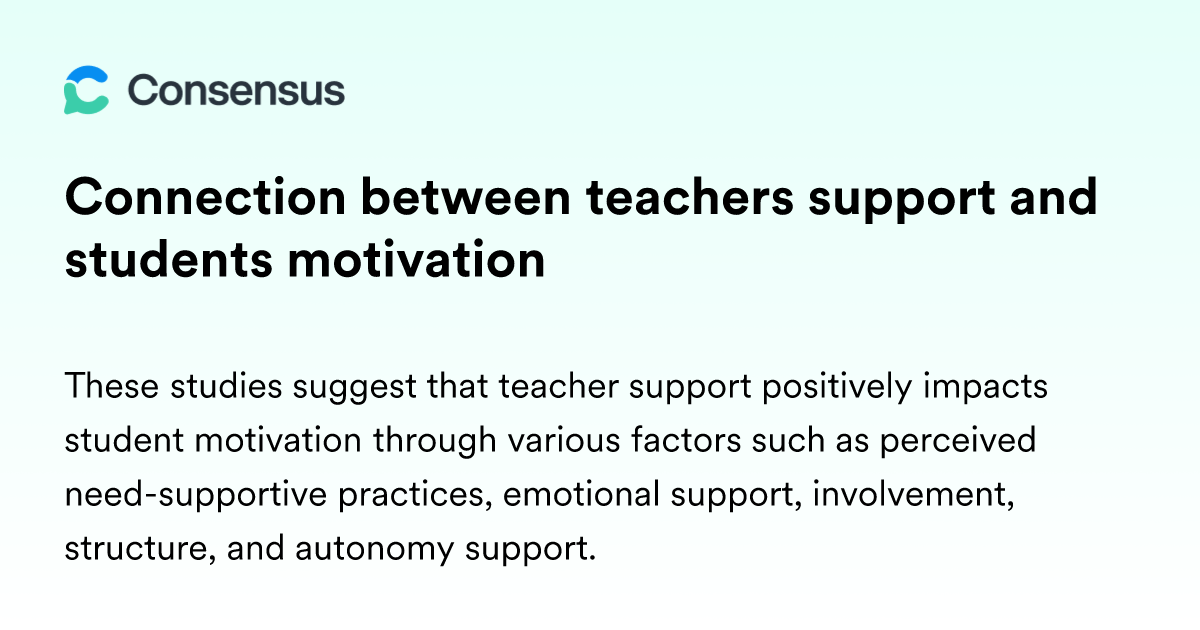 Connection Between Teachers Support And Students Motivation - Consensus ...
