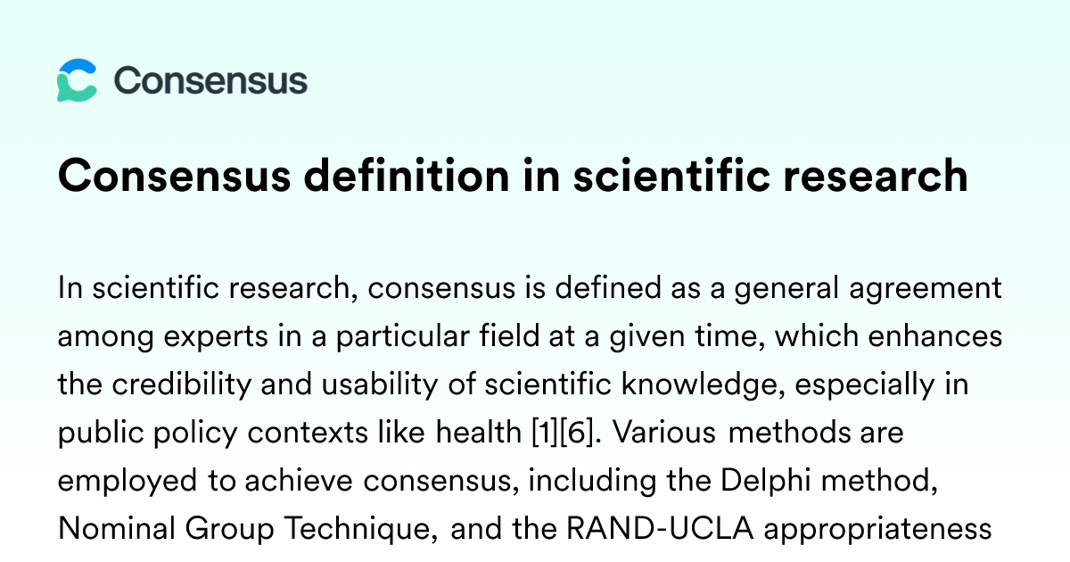 Consensus Definition In Scientific Research - Consensus Academic Search ...