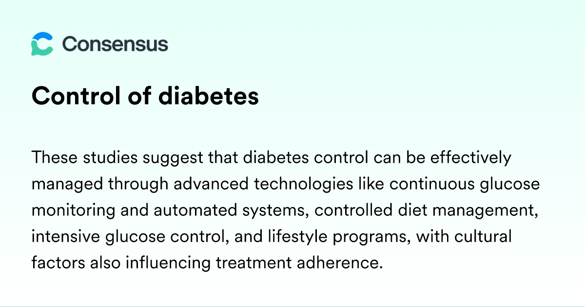 Control Of Diabetes - Consensus Academic Search Engine