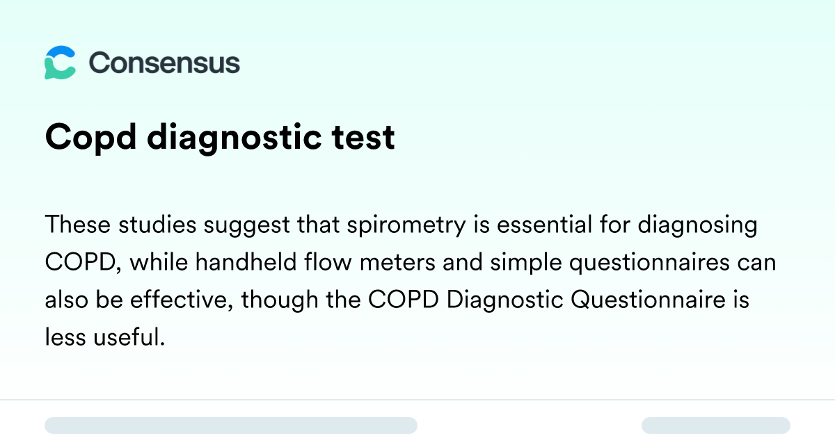 Copd Diagnostic Test - Consensus Academic Search Engine