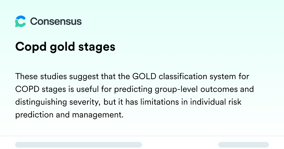 Copd Gold Stages - Consensus Academic Search Engine