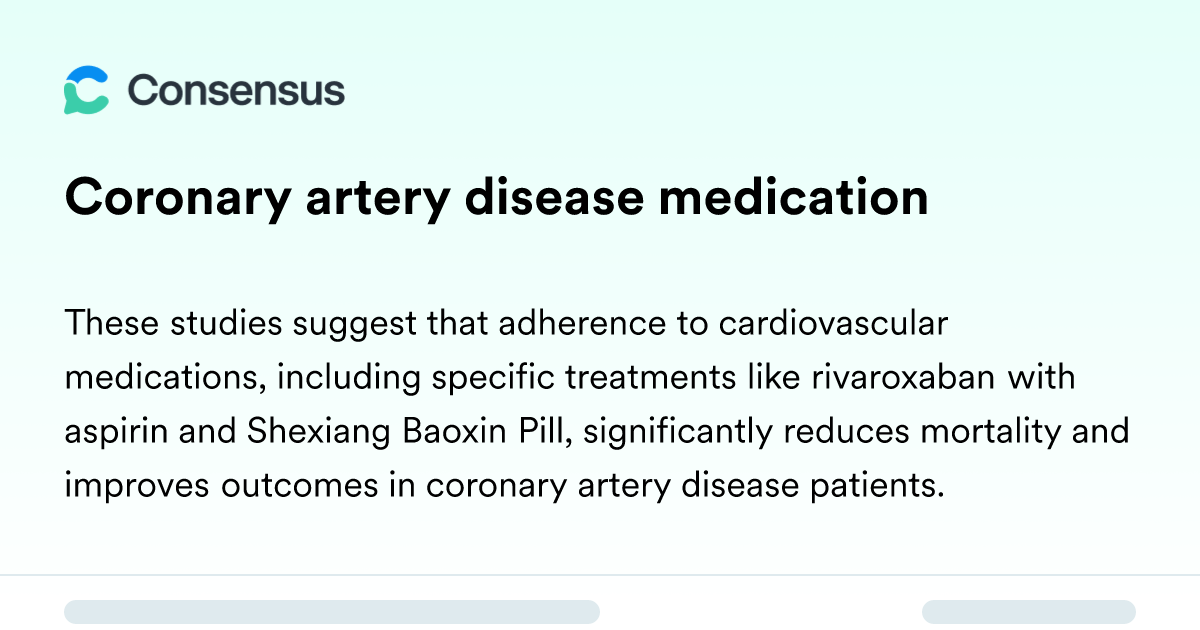 Coronary Artery Disease Medication - Consensus Academic Search Engine