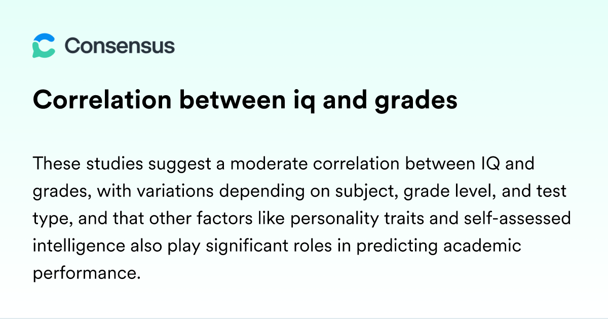Correlation Between Iq And Grades - Consensus Academic Search Engine