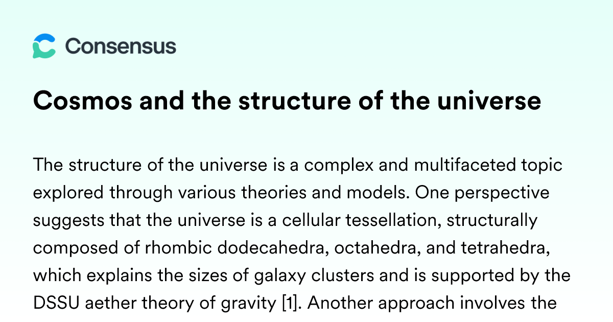 Cosmos And The Structure Of The Universe - Consensus Academic Search Engine