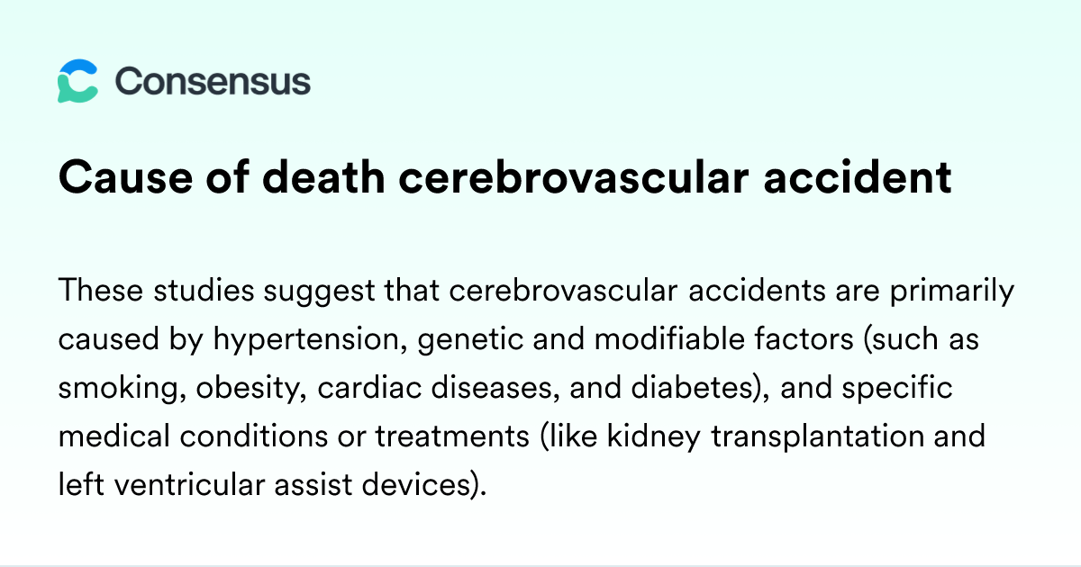 Cause Of Death Cerebrovascular Accident - Consensus Academic Search Engine