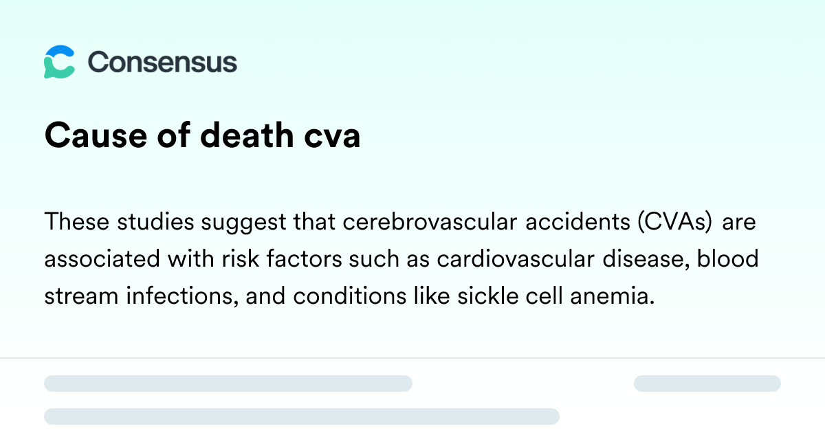 Cause Of Death Cva - Consensus Academic Search Engine