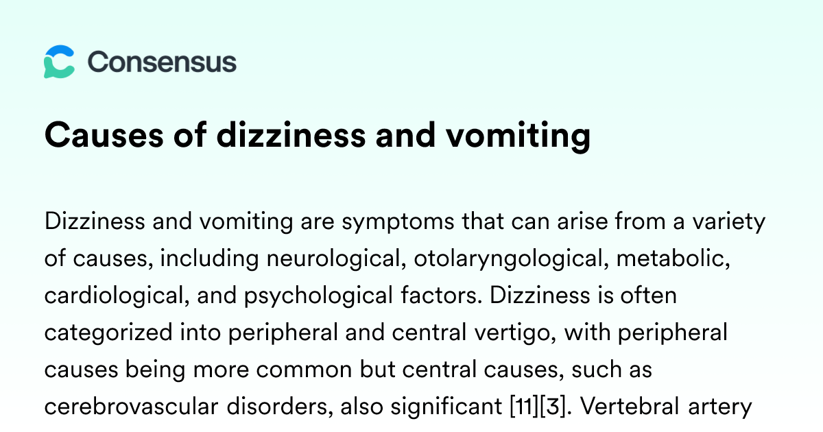 Causes Of Dizziness And Vomiting - Consensus Academic Search Engine