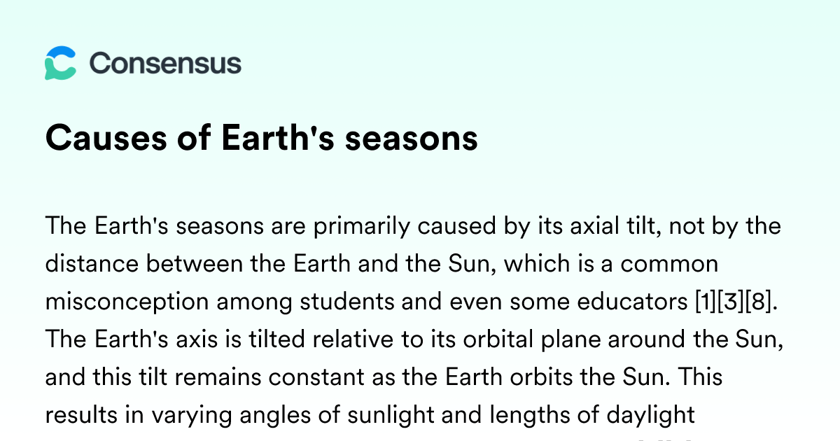 Causes Of Earth's Seasons - Consensus Academic Search Engine