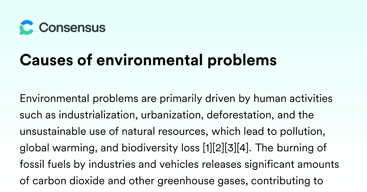 Causes Of Environmental Problems - Consensus Academic Search Engine