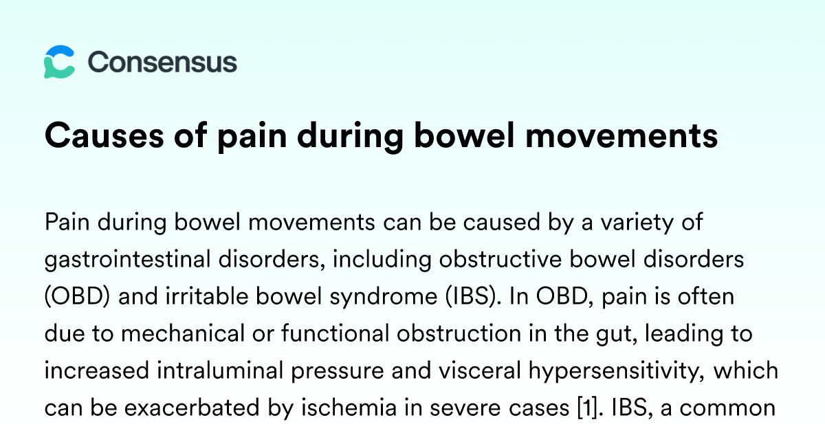 Causes Of Pain During Bowel Movements - Consensus Academic Search Engine