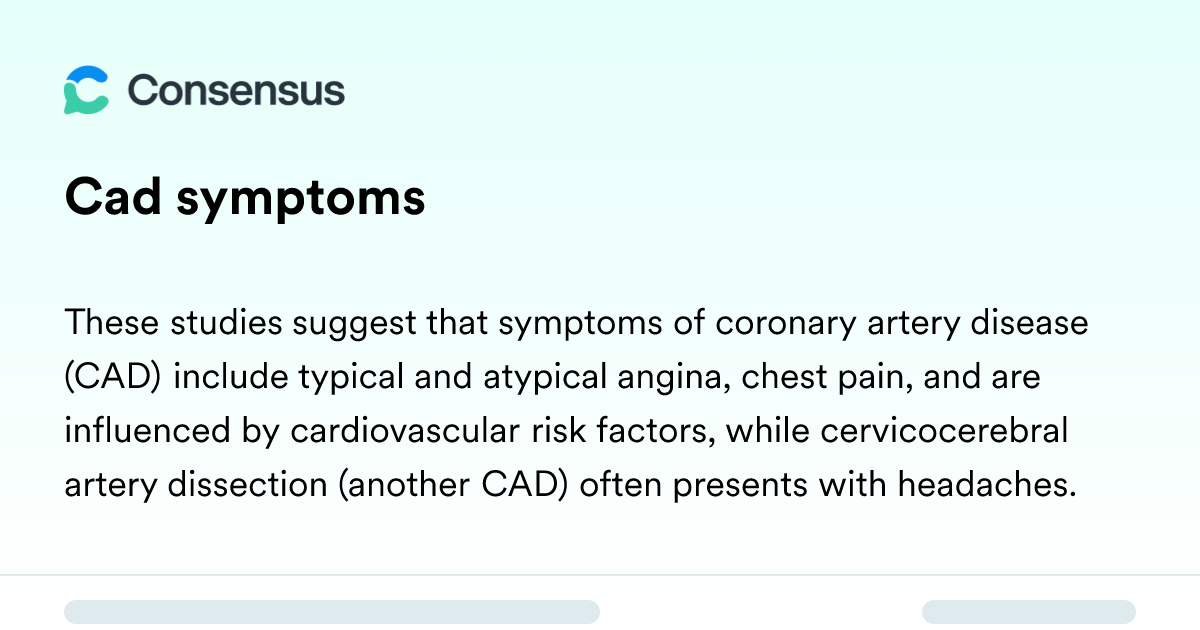 Cad Symptoms - Consensus Academic Search Engine