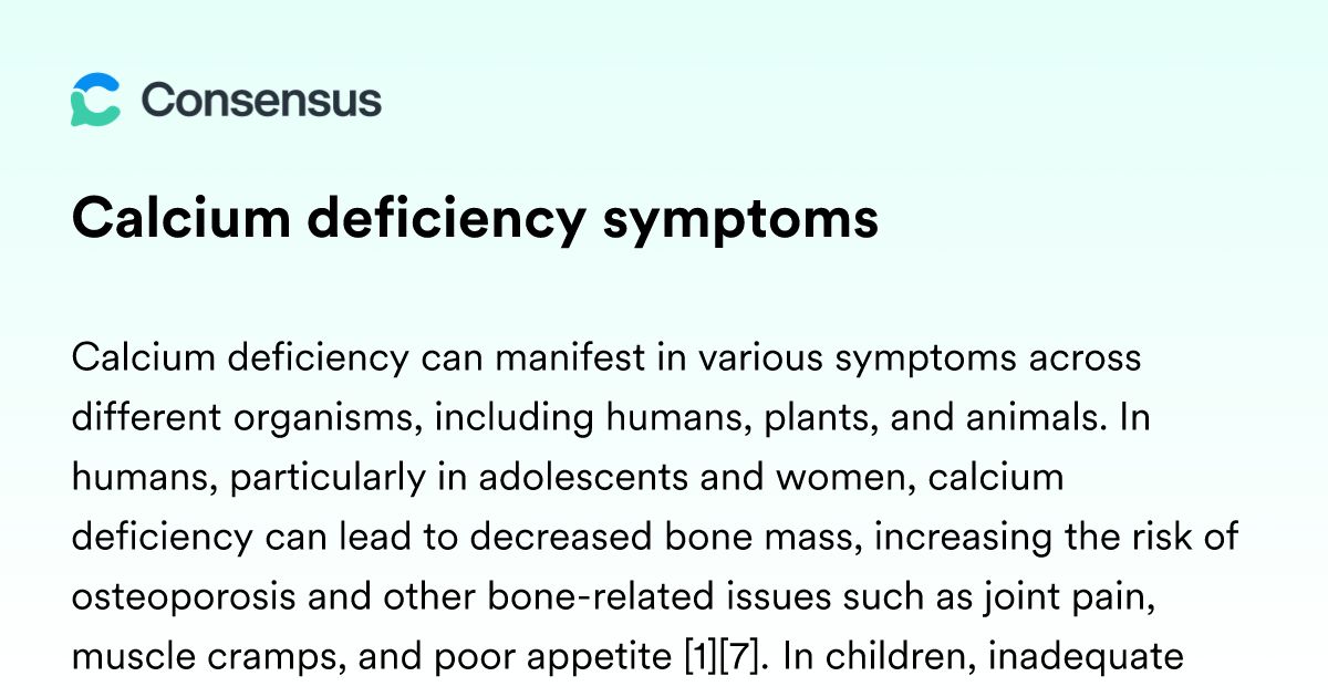 Calcium Deficiency Symptoms - Consensus Academic Search Engine