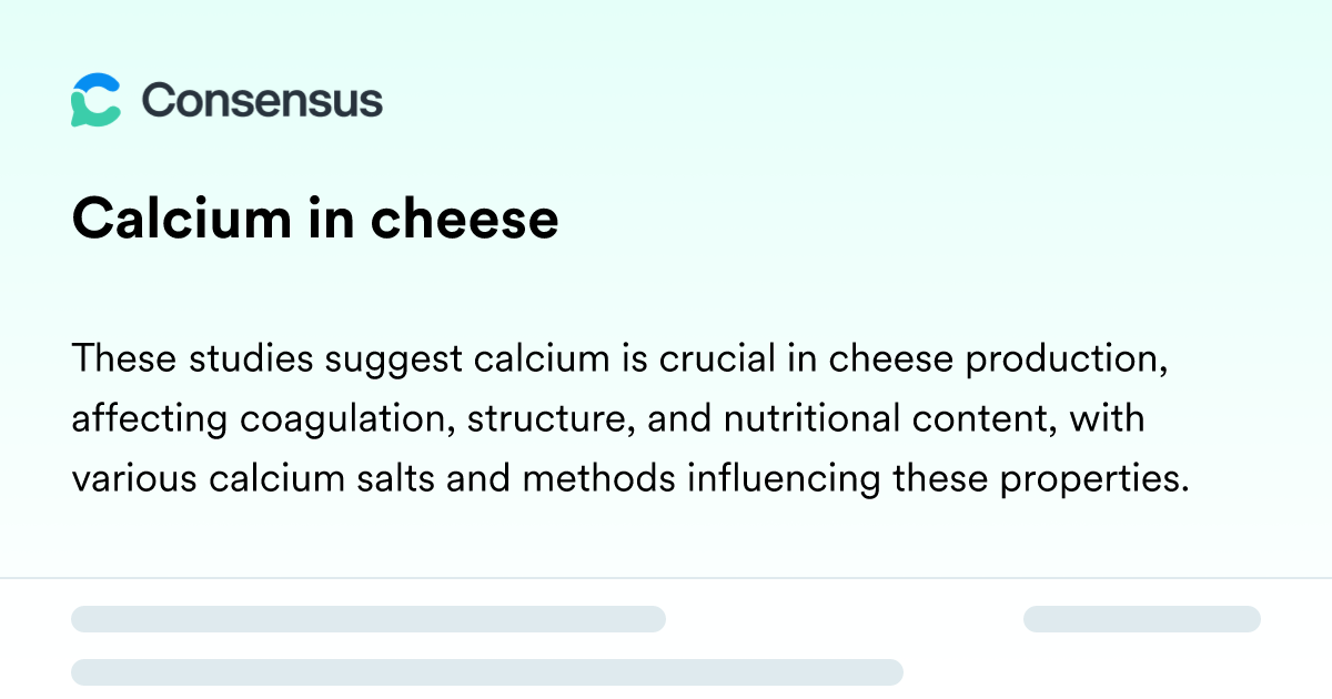 Calcium In Cheese - Consensus Academic Search Engine