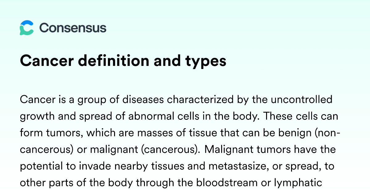 Cancer Definition And Types - Consensus Academic Search Engine