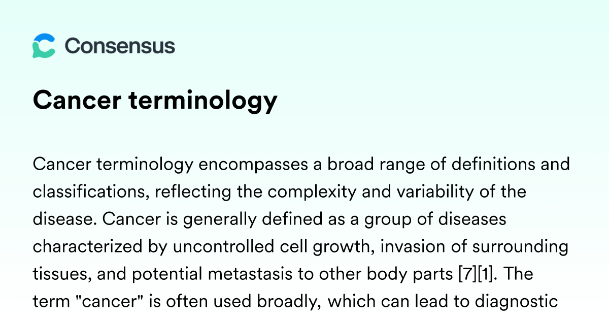 Cancer Terminology - Consensus Academic Search Engine