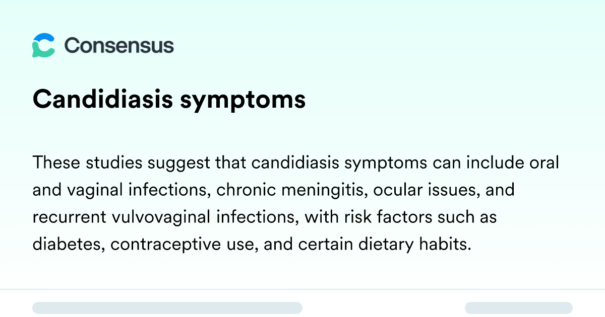 Candidiasis Symptoms - Consensus Academic Search Engine