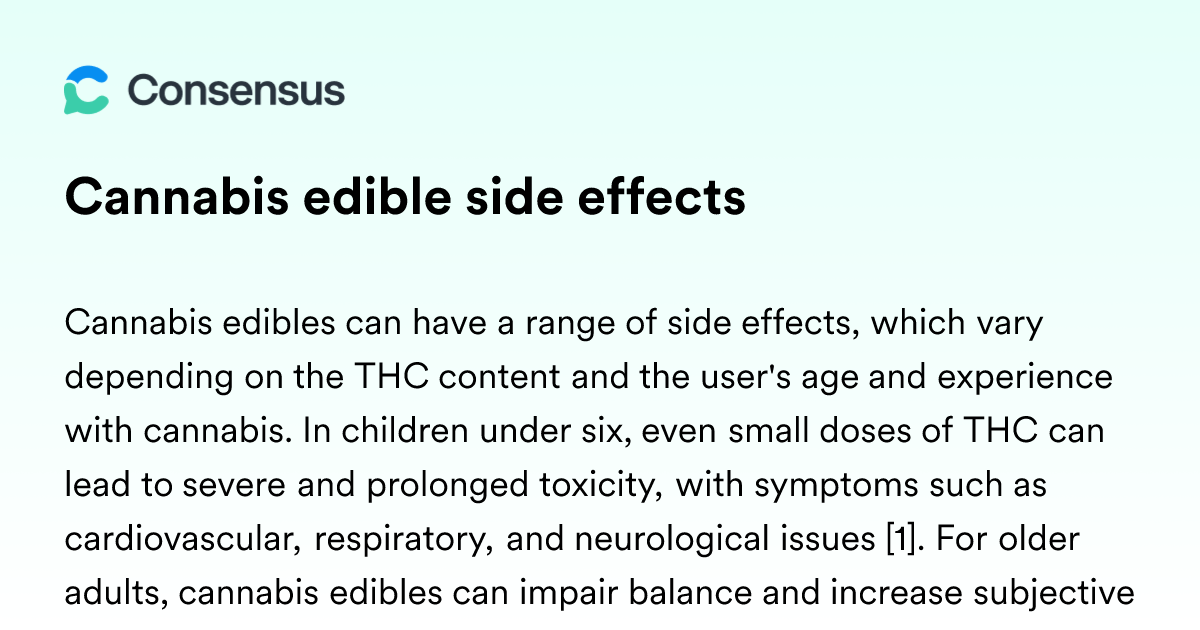 Cannabis Edible Side Effects - Consensus Academic Search Engine