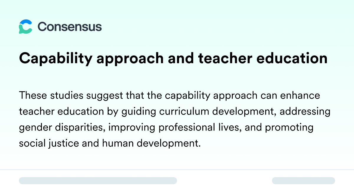 Capability Approach And Teacher Education - Consensus Academic Search ...
