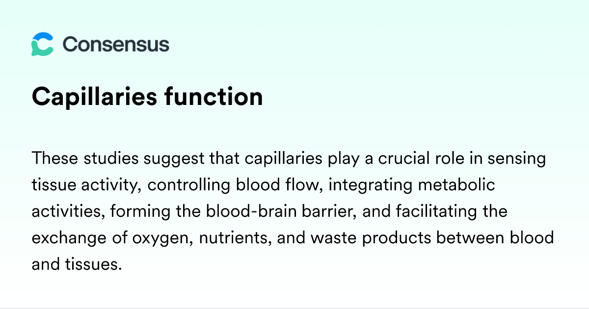 Capillaries Function - Consensus Academic Search Engine
