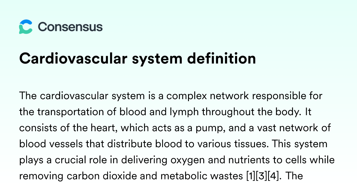 Cardiovascular System Definition - Consensus Academic Search Engine