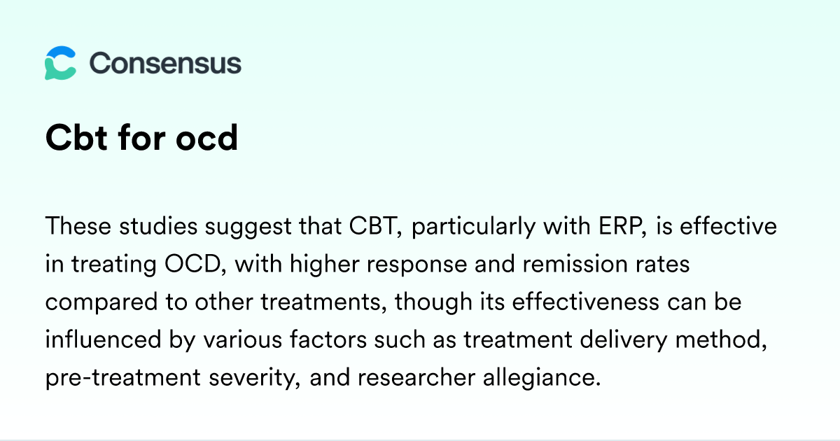 Cbt For Ocd - Consensus Academic Search Engine