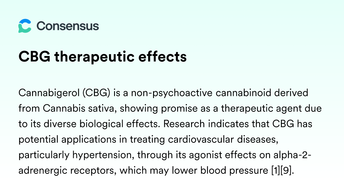 CBG Therapeutic Effects - Consensus Academic Search Engine