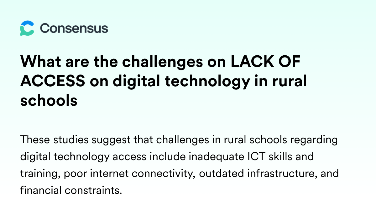 What Are The Challenges On LACK OF ACCESS On Digital Technology In ...
