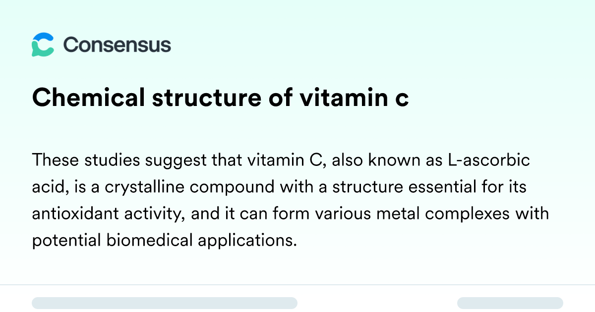Chemical Structure Of Vitamin C - Consensus Academic Search Engine