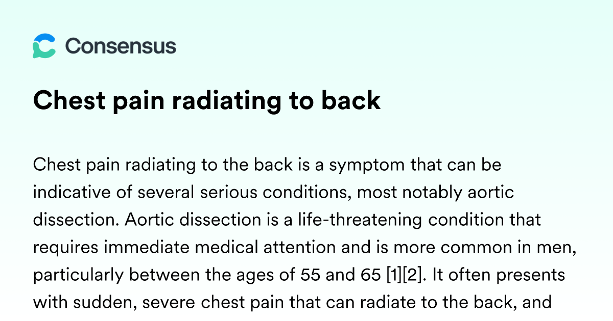Chest Pain Radiating To Back - Consensus Academic Search Engine