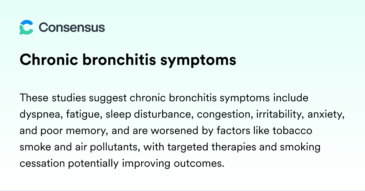 Chronic Bronchitis Symptoms - Consensus Academic Search Engine