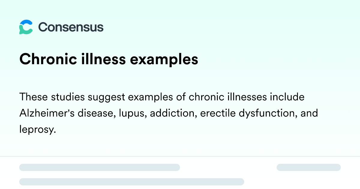 Chronic Illness Examples - Consensus Academic Search Engine