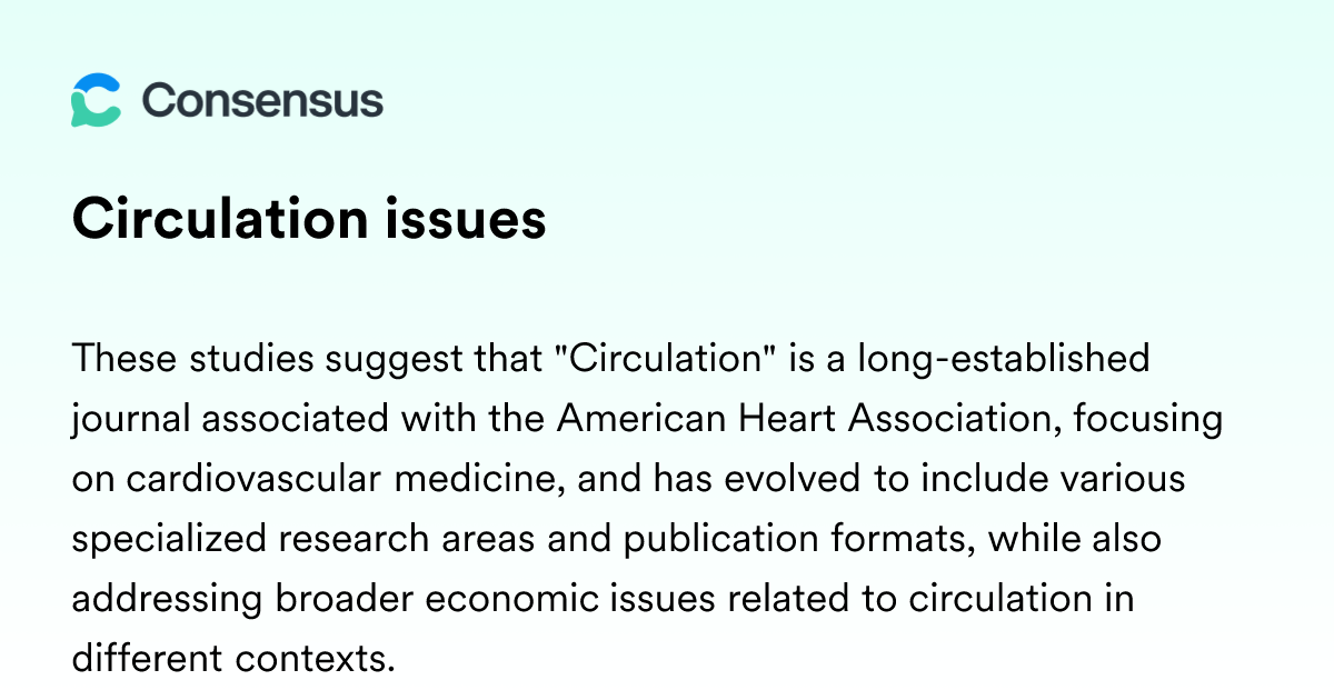 Circulation Issues - Consensus Academic Search Engine