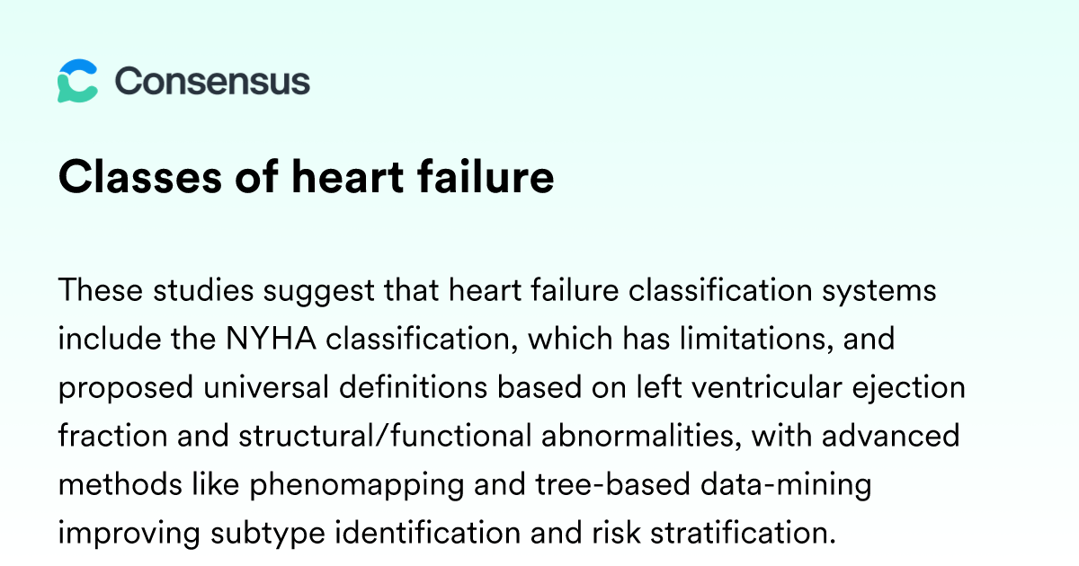 Classes Of Heart Failure - Consensus Academic Search Engine