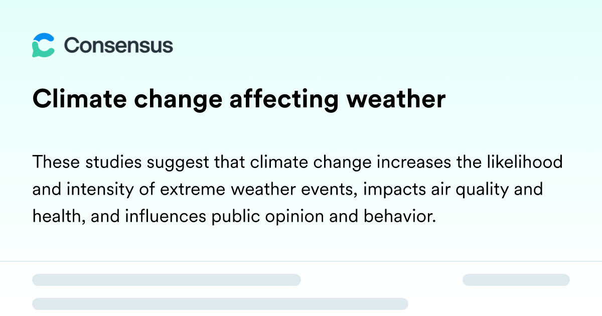 Climate Change Affecting Weather - Consensus Academic Search Engine