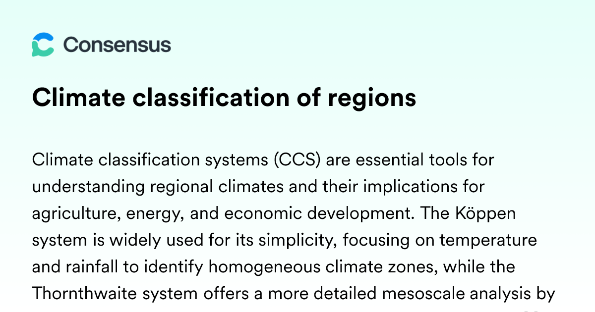 Climate Classification Of Regions - Consensus Academic Search Engine