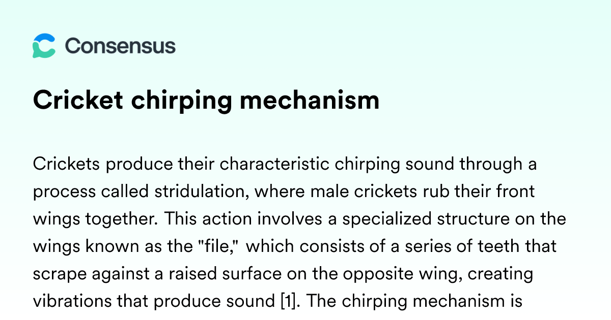 Cricket Chirping Mechanism - Consensus Academic Search Engine