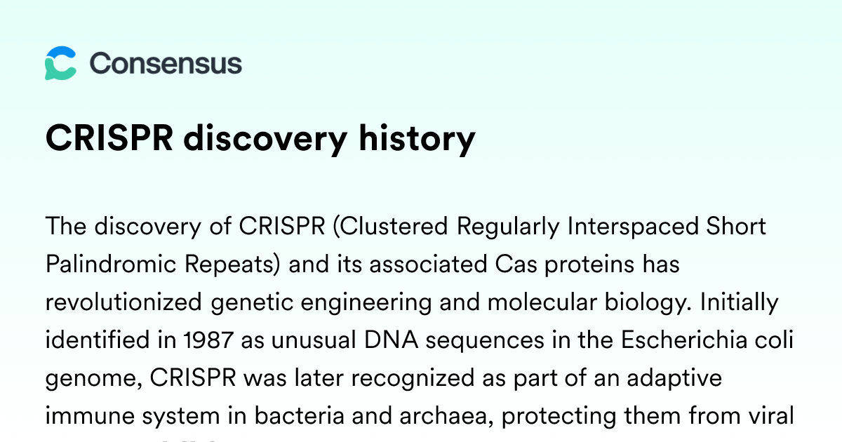 CRISPR Discovery History - Consensus Academic Search Engine
