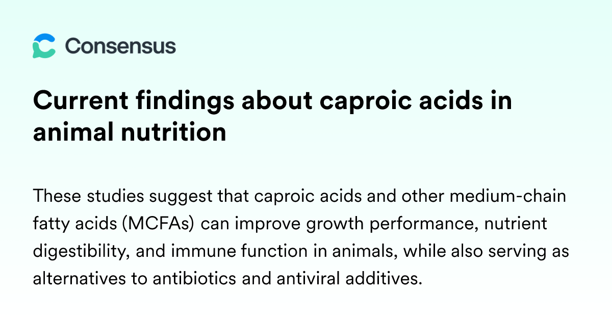 Current Findings About Caproic Acids In Animal Nutrition - Consensus ...
